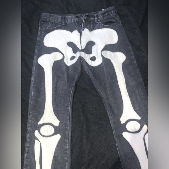 MNML | Pants | Cyber Y2k Black Skeleton Jeans Vintage | Poshmark